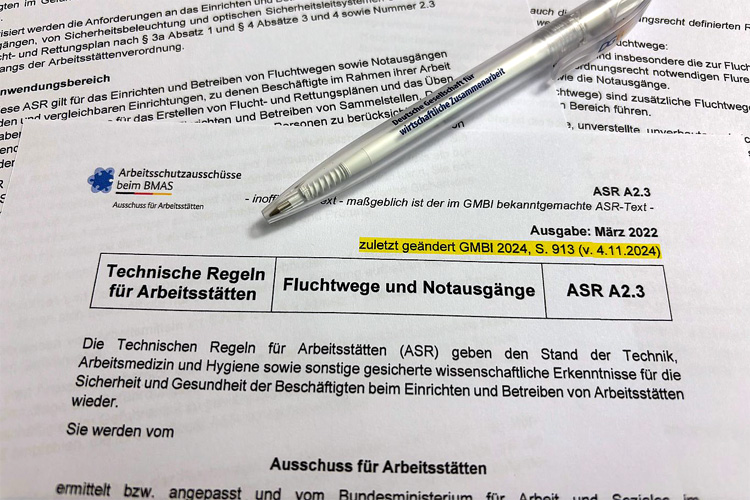 Änderungen der ASR A2.3 „Fluchtwege und Notausgänge“ veröffentlicht: ON ...